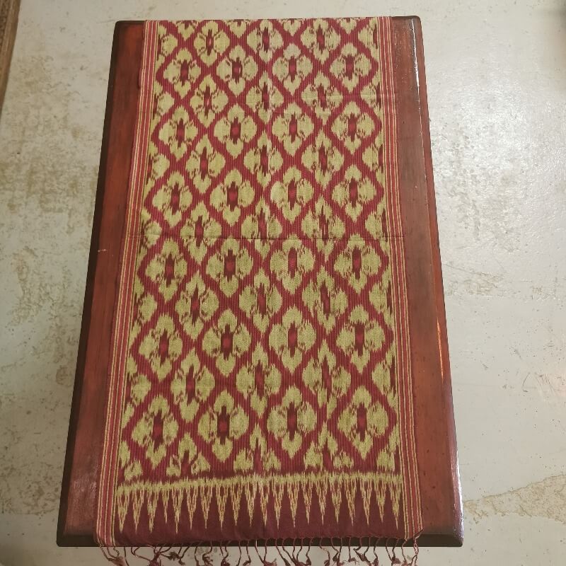 Indonesian Table Runner Ikat Handloom Colours Red Stripe White Cloud ...